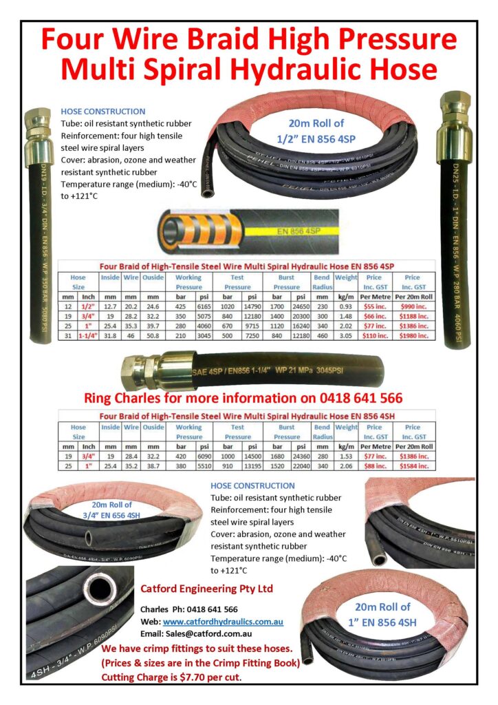 Hose Four Wire Braid High Pressure Multi Spiral - Catford Engineering
