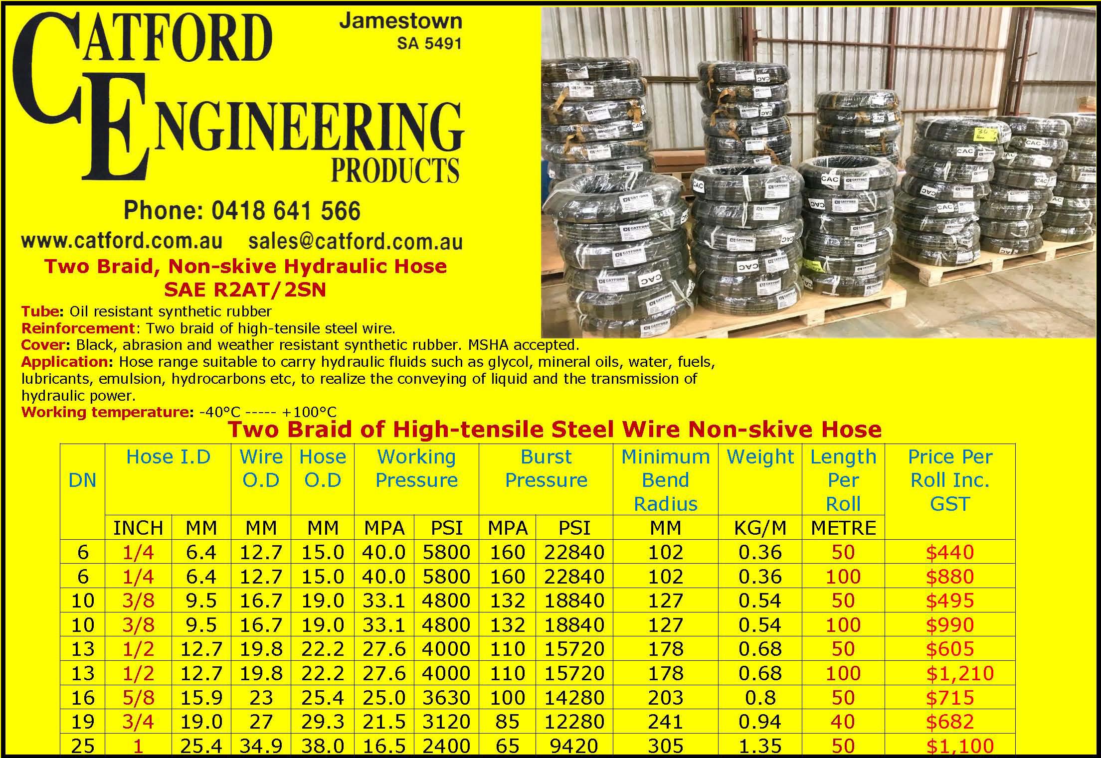 Hose Two Wire Braid - Non-Skive - Catford Engineering